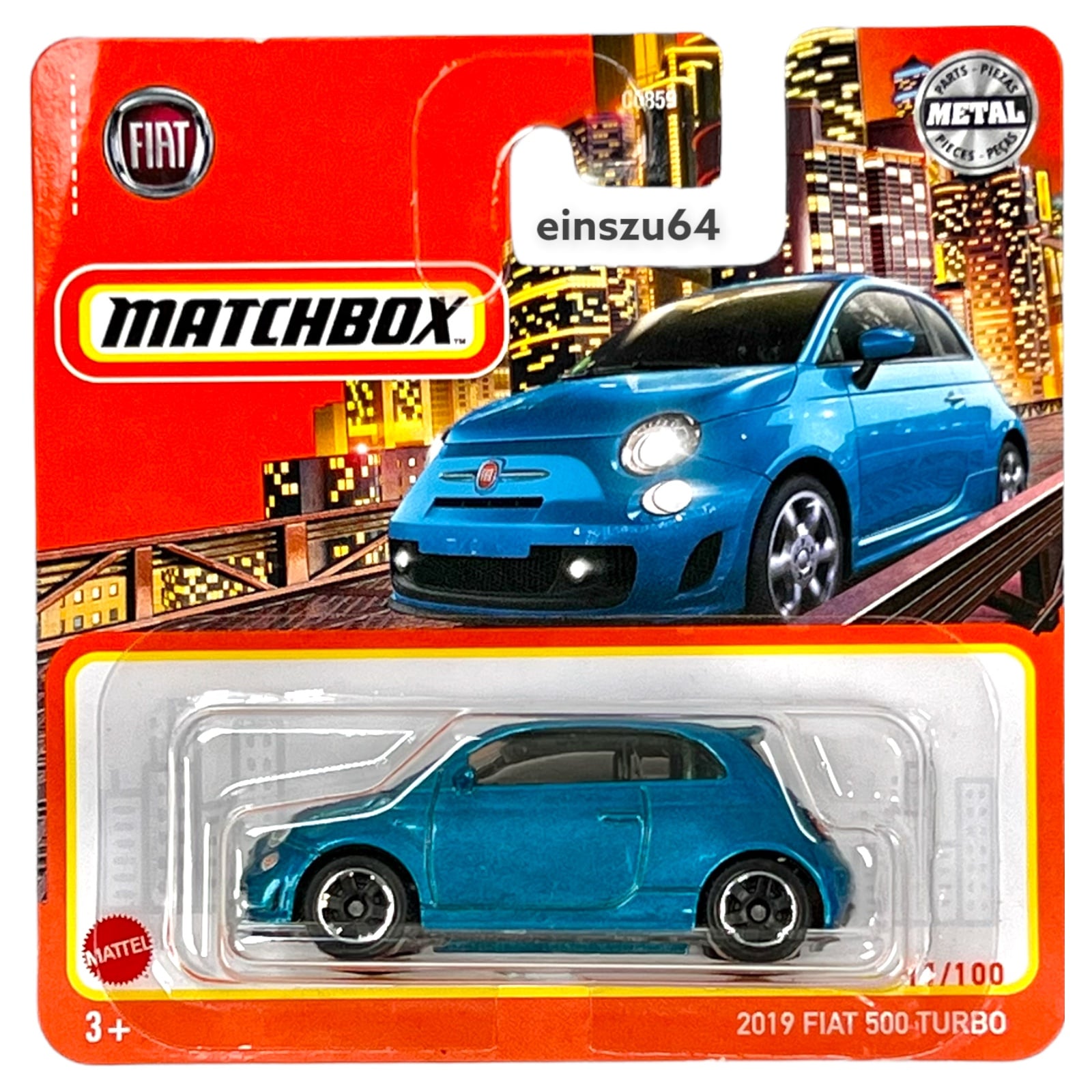Matchbox 2022 - 2019 Fiat 500 Turbo - HFR65 - 11/100 - 1:64 – einszu64